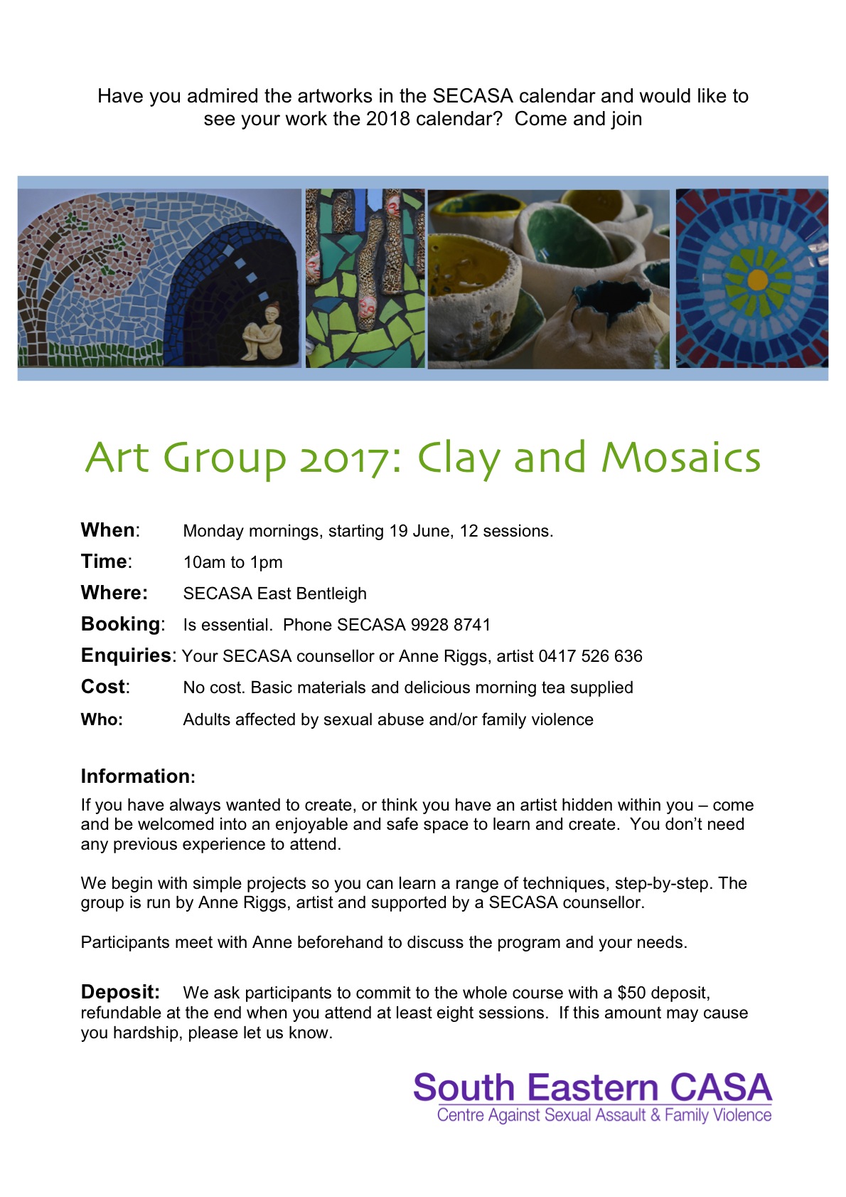 New SECASA Art Group starting | Anne Riggs